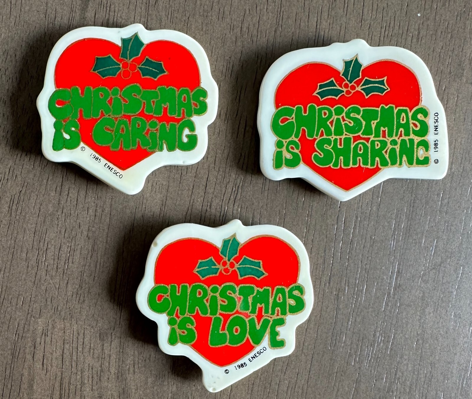 3 Vintage Enesco Christmas is Sharing - Caring - Love Refrigerator ...