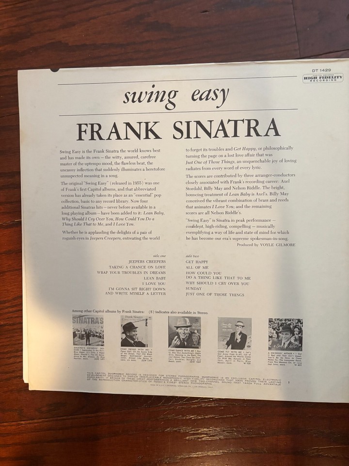 FRANK SINATRA 1960 SWING EASY LP VINYL ALBUM Excellent Vinyl Very Good+ ...