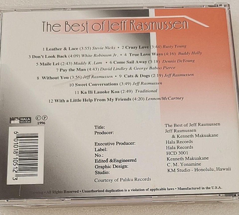 Contemporary Hawaii CD The Best Of Jeff Rasmussen 80s 90s 601018105123 ...