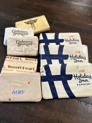 VINTAGE LOT OF MINI SOAPS TRAVEL SIZE PUREX, IVORY, HOLIDAY INN ...