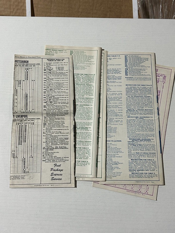 1962 Greyhound Bus Timetable Lot (5) Buffalo Chicago Pittsburgh New ...
