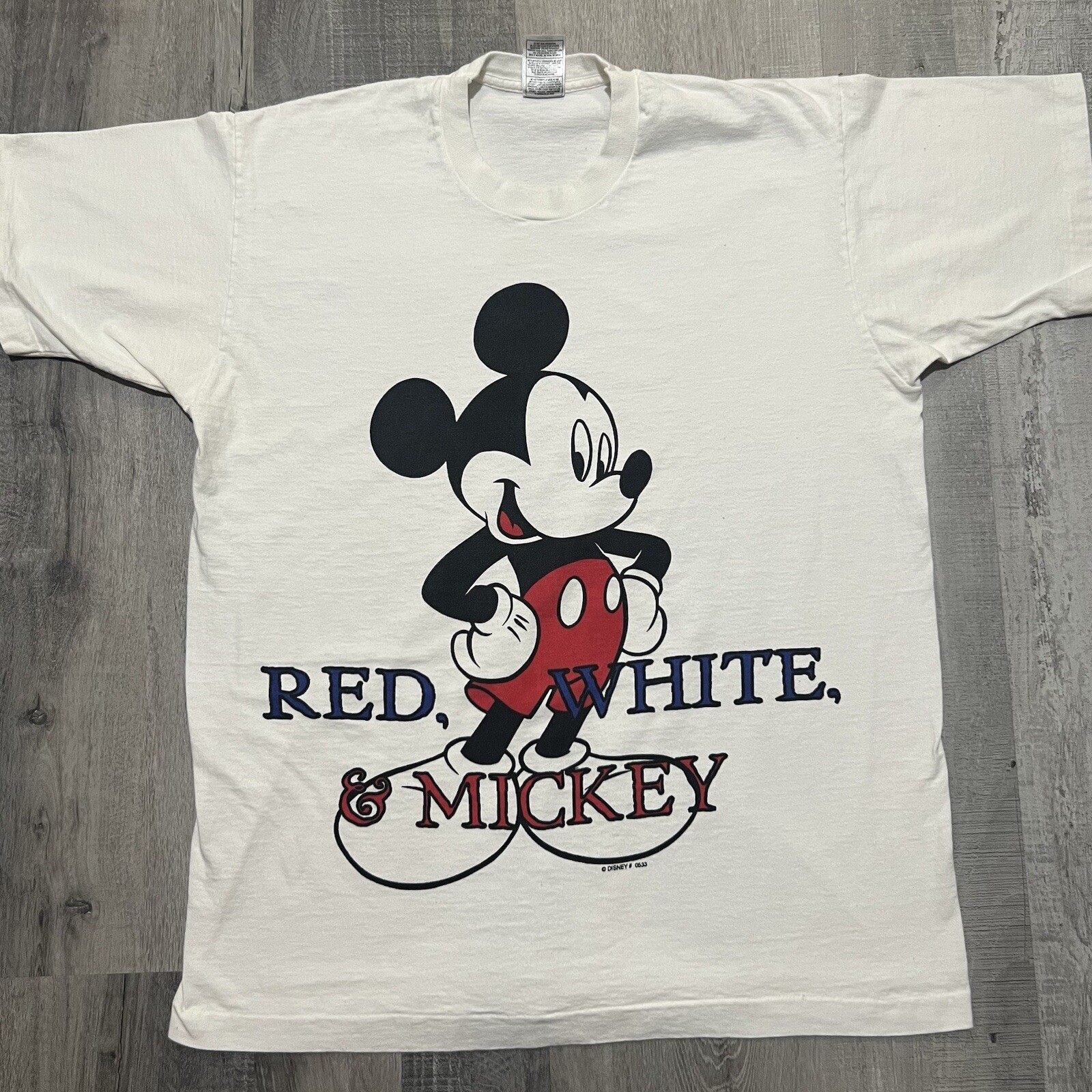 VTG Red White And Mickey 90s Mickey Mouse White 4th O… - Gem