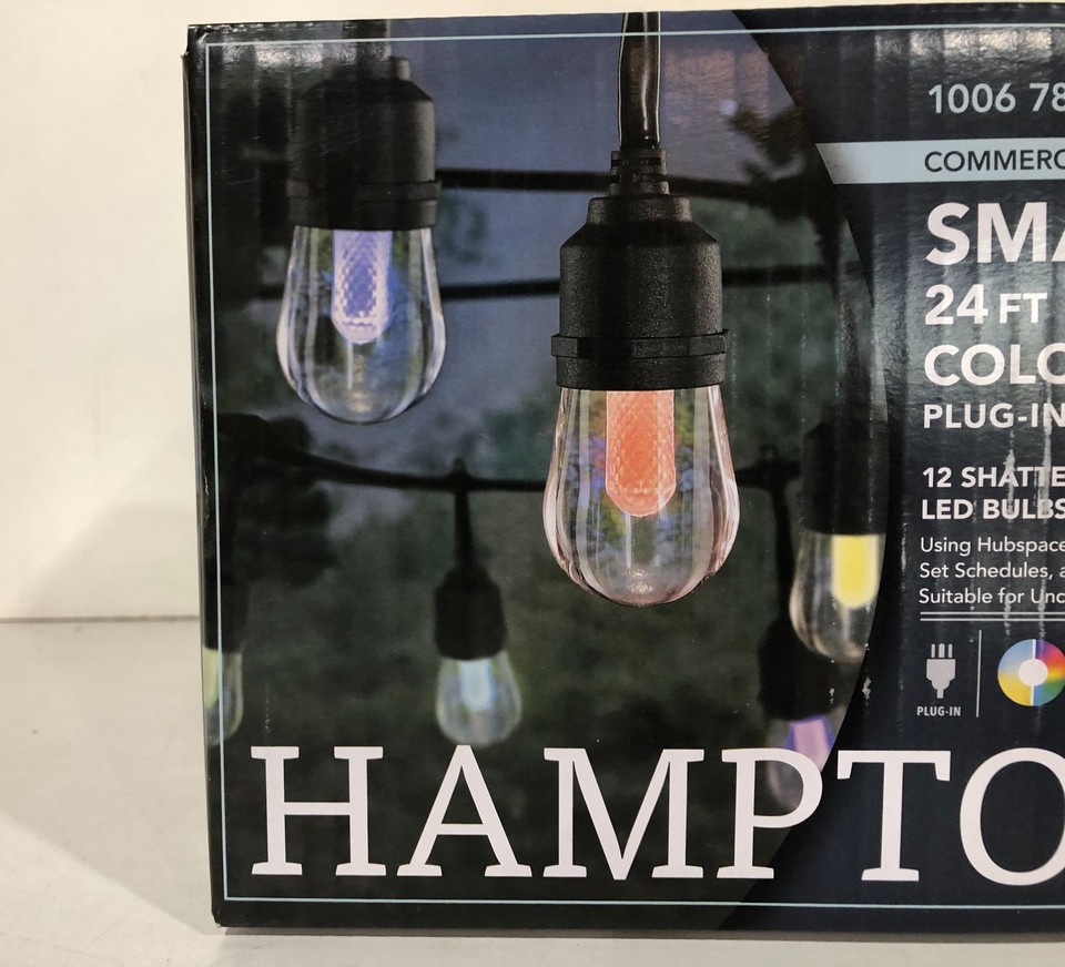 Hampton Bay Smart Indoor/Outdoor 12-Light 24 ft Plug in String Light | eBay