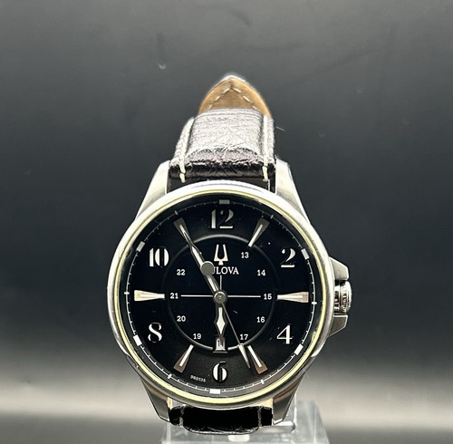 Bulova Men’s Adventurer Black Leather Strap Quartz Watch 44mm Preowned ...