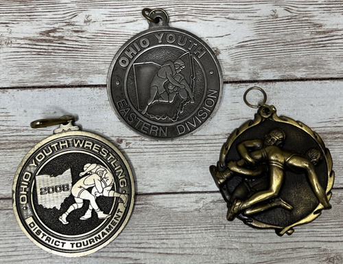 Lot of 3 Wrestling Gold Silver Bronze Medals / Ohio Youth and 1st Place ...