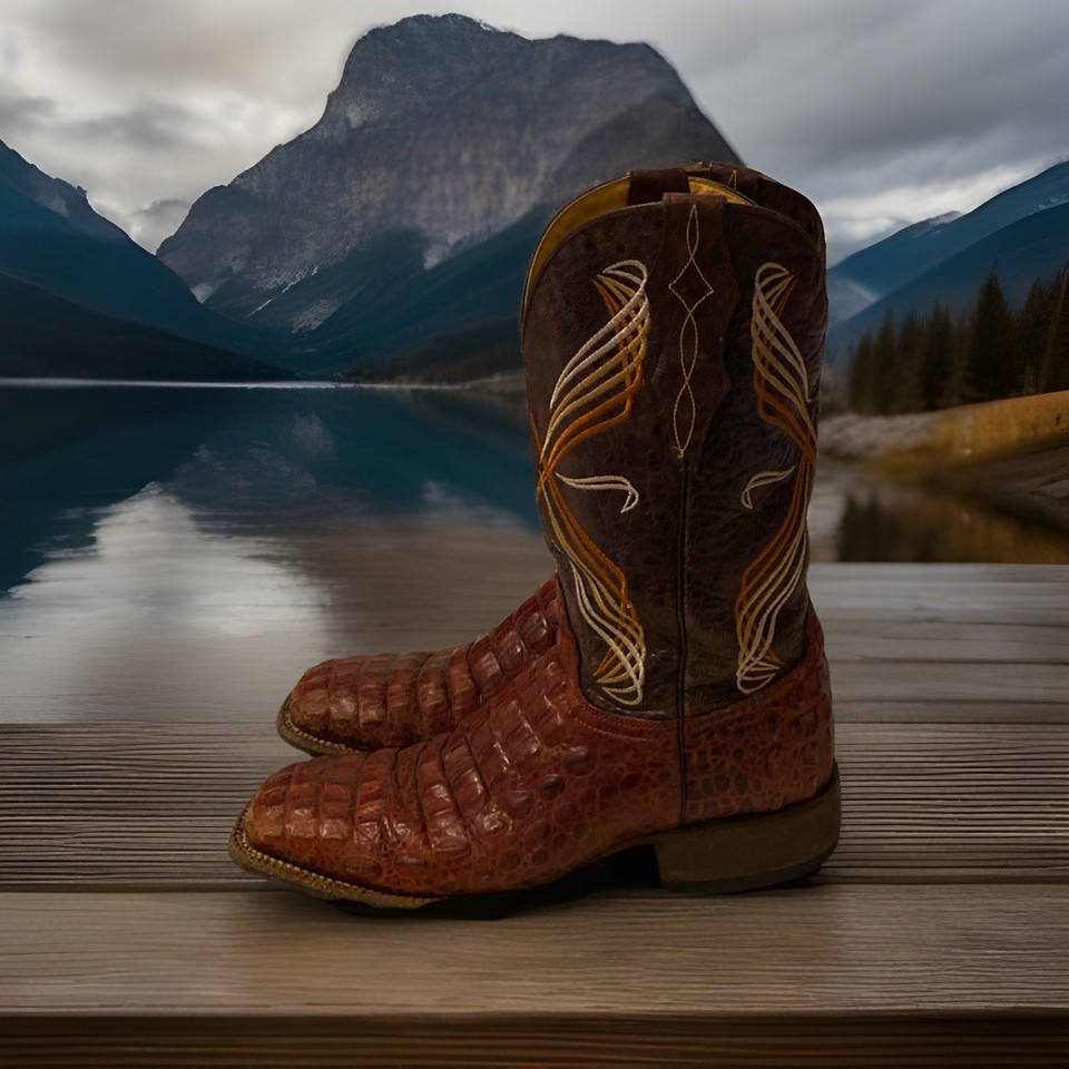Cowtown Men’s Exotic Cowboy Boots 8 D Alligator Tail Square Toe | eBay