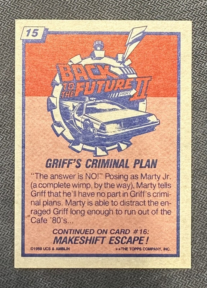 1989 Topps Back To The Future II #15 Griff's Criminal Plan | eBay