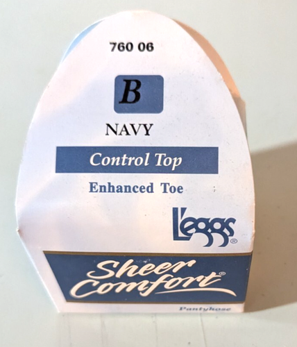 Leggs Sheer Comfort navy control top enhanced toe 760 06 B pantyhose ...