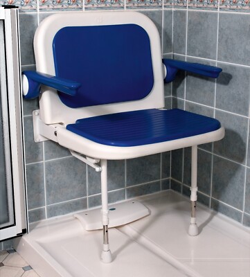 AKW 4000 Series Fold-Up Shower Seat Backrest & Arms, Standard & Extra Wide Sizes | eBay UK