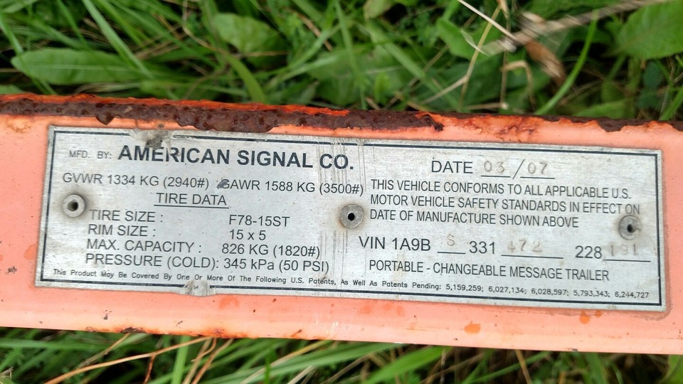 2007 American Signal TRAFFIC MOBILE SOLAR SIGN MESSAGE BOARD TOW BEHIND ...