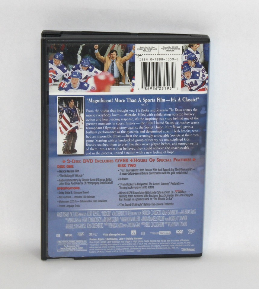 Miracle (DVD, 2004, 2-Disc Set, Widescreen Edition) Disney 786936231939 ...