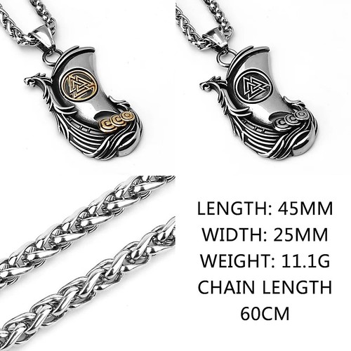 Nordic Viking Ship Rune Creative Personality Stainless Steel Pendant ...