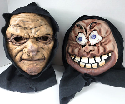 2 Vintage Seasons Rubber Type Halloween Masks Ghoulish Old Man Big Eyes ...
