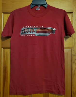 Vintage 80s JACKSONVILLE BULLS FOOTBALL USFL MAROON T-Shirt Champion ...