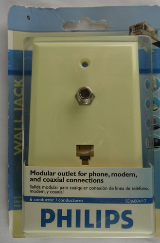 Wall Jack Modular Outlet Phone Modem Coaxial Connection Phillips ...