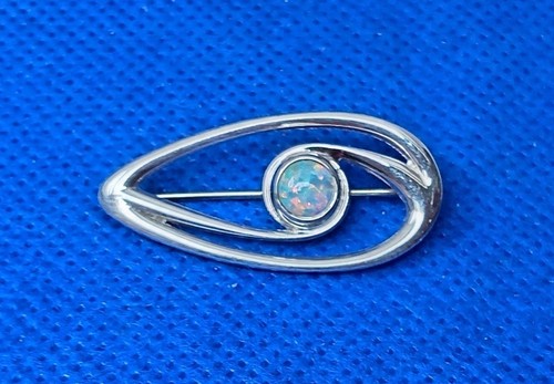 Ortak Malcolm Gray Sterling Silver & White Opal Eye / Teardrop Brooch ...