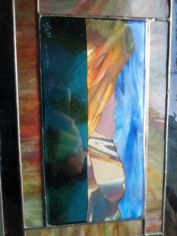 Signed Stained Glass Landscape Panel – Handcrafted Art Glass, 36cm | eBay
