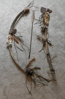 NICE! RARE Handmade Indian Recurve Long bow & Axe African Tribal Native ...