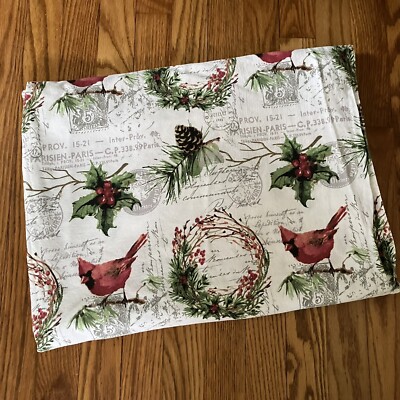 Christmas Cardinal Tablecloth- Holly Wreath Postage Paris | eBay