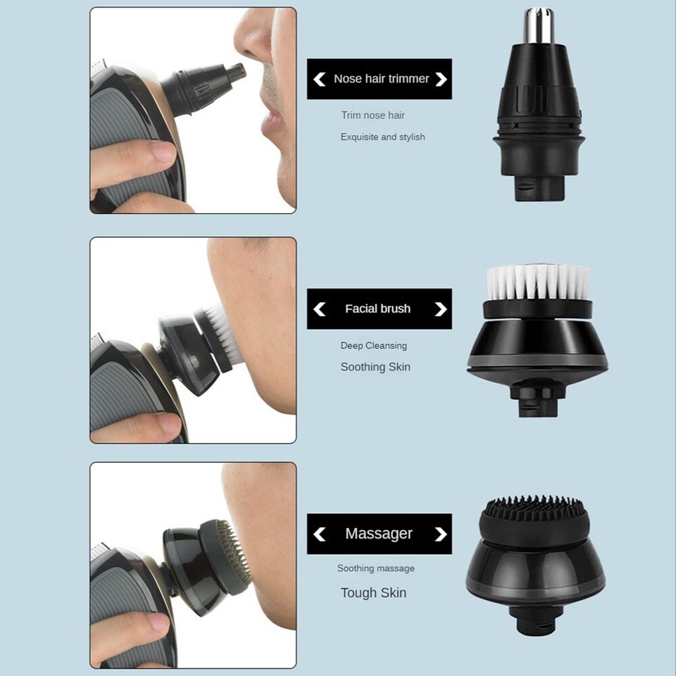 5-in-1 Rotary Electric Shaver 4D Rechargeable Bald Head Hair Beard ...