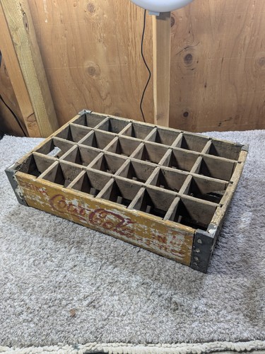 Vintage Antique drink Coca-Cola Yellow Wooden Case Box 24 Bottle Coke ...