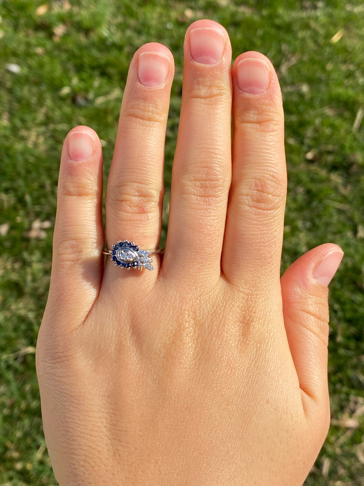 Antique Eye of Providence Ring with Sapphires and Diamonds in White ...