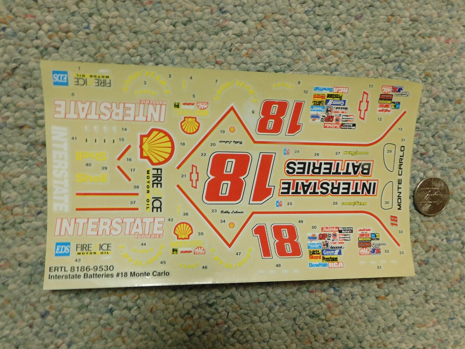 Ertl decals 1/24 1/25 #18 Interstate Batteries Monte Carlo N13 | eBay