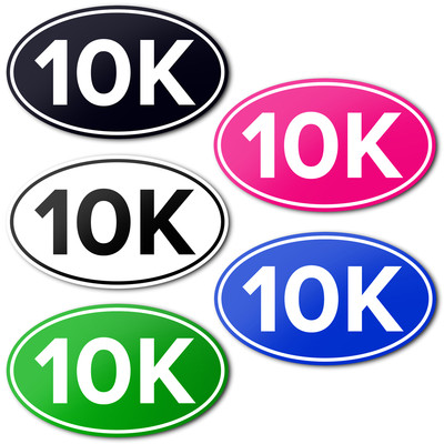 10K ANTI-UV VINYL BUMPER STICKER - Running Race Cycling Distance Oval ...
