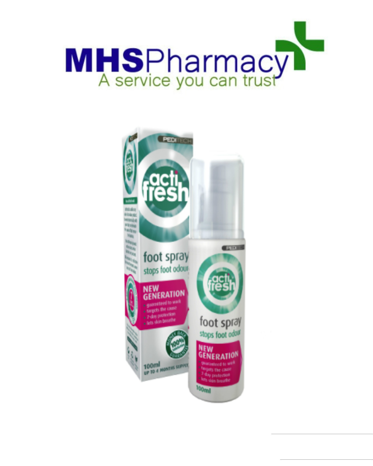 Peditech Actifresh 100ml Foot Spray - Eliminate Odour Causing Bacteria ...