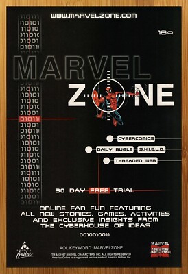 1997 Marvel Zone/Interactive Print Ad/Poster AOL Spider-Man Comics ...