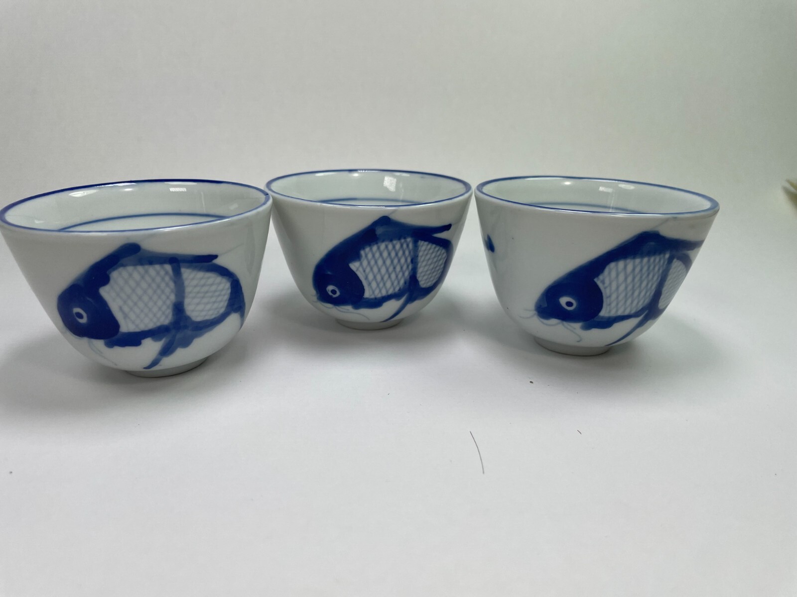Vintage Chinese Porcelain Blue Koi Fish Tea Cup Hand Painted 70" 3.5oz ...