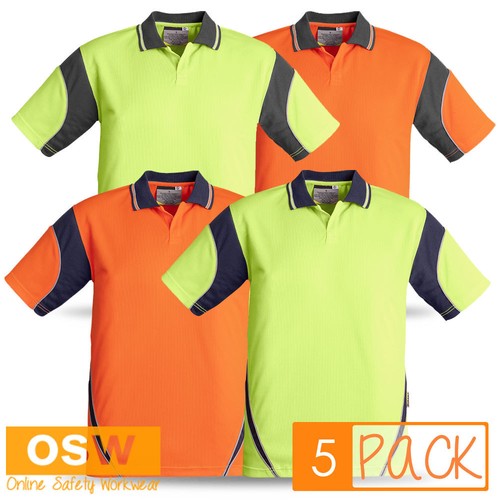 5 X HI VIS MENS LADIES CONSTRUCTION BUILDER STYLISH UNIFORMS POLO ...