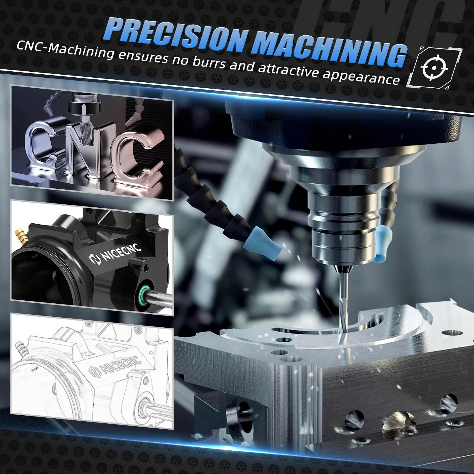 NICECNC 50MM Diameter Throttle Body Kit For YAMAHA RAPTOR YFM 700 700R ...