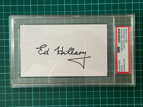 Edmund Hillary Signed Autographed 5x3 Index Card PSA/DNA Explorer Mount ...
