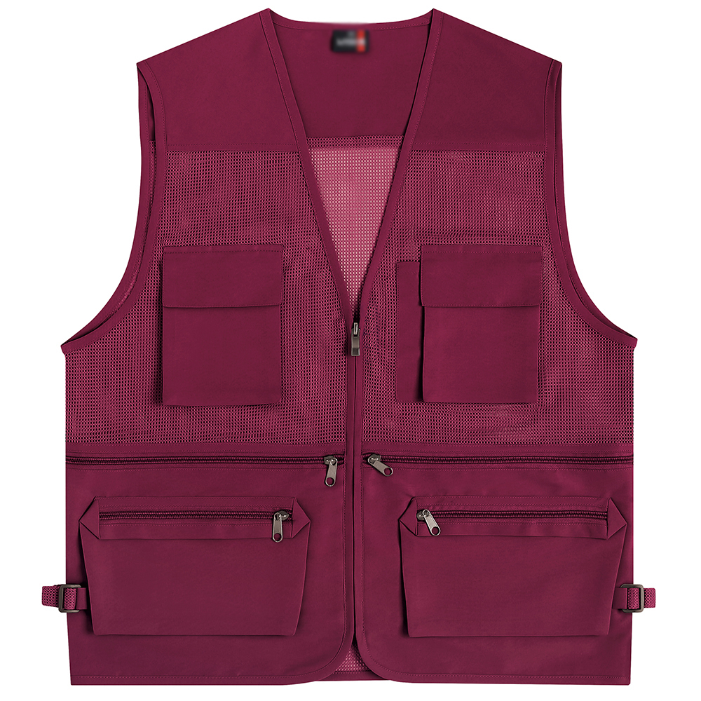 Mens Mesh Multi Pocket Vest Utility Fishing Hiking Hunting Vests US S ...