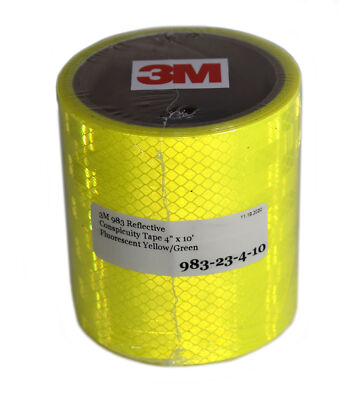 4" x 10' Roll of 3M 983-23 Fluorescent Yellow-Green Reflective Tape ...