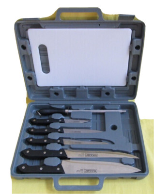 MAXAM 6-pcs Cutlery Set: Knives, Sharpener, Cutting Board and Case | eBay