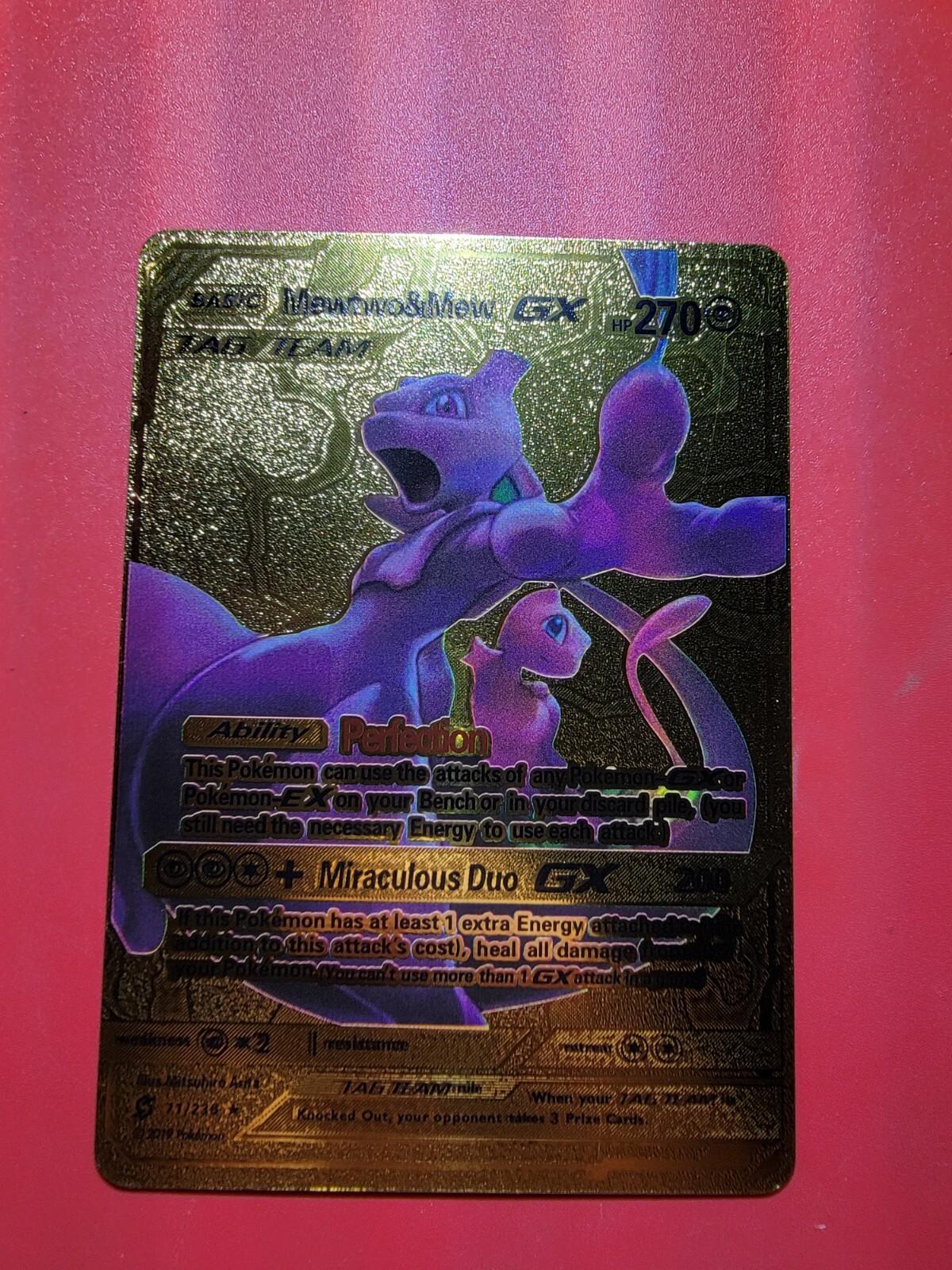 Pokemon Mewtwo & Mew GX Tag Team Gold Foil TCG Fan Art Card #71/236 | eBay