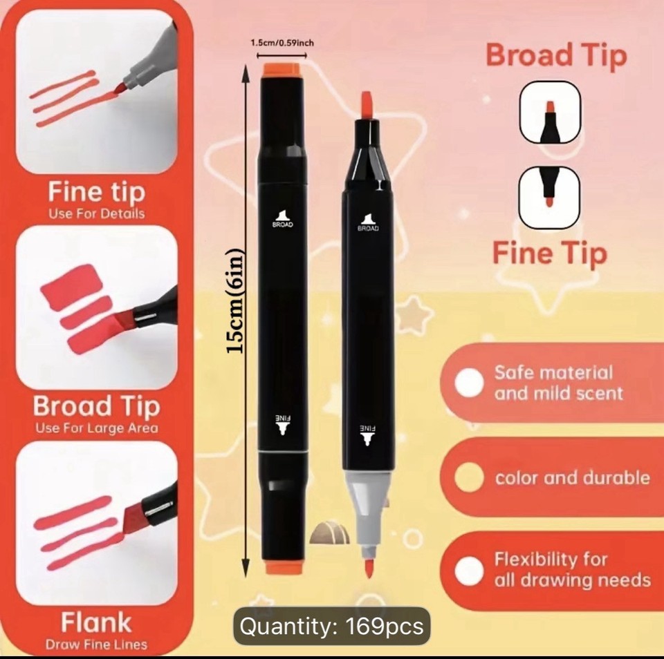 169 Color Art Marker Pen, Double-pointed Drawing Pen, for Artists to ...