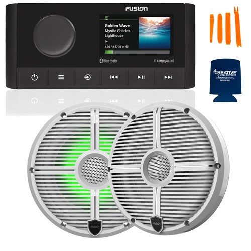 Fusion MS-RA210 Marine Stereo with Wet Sounds 6.5" RGB Lighting Marine ...