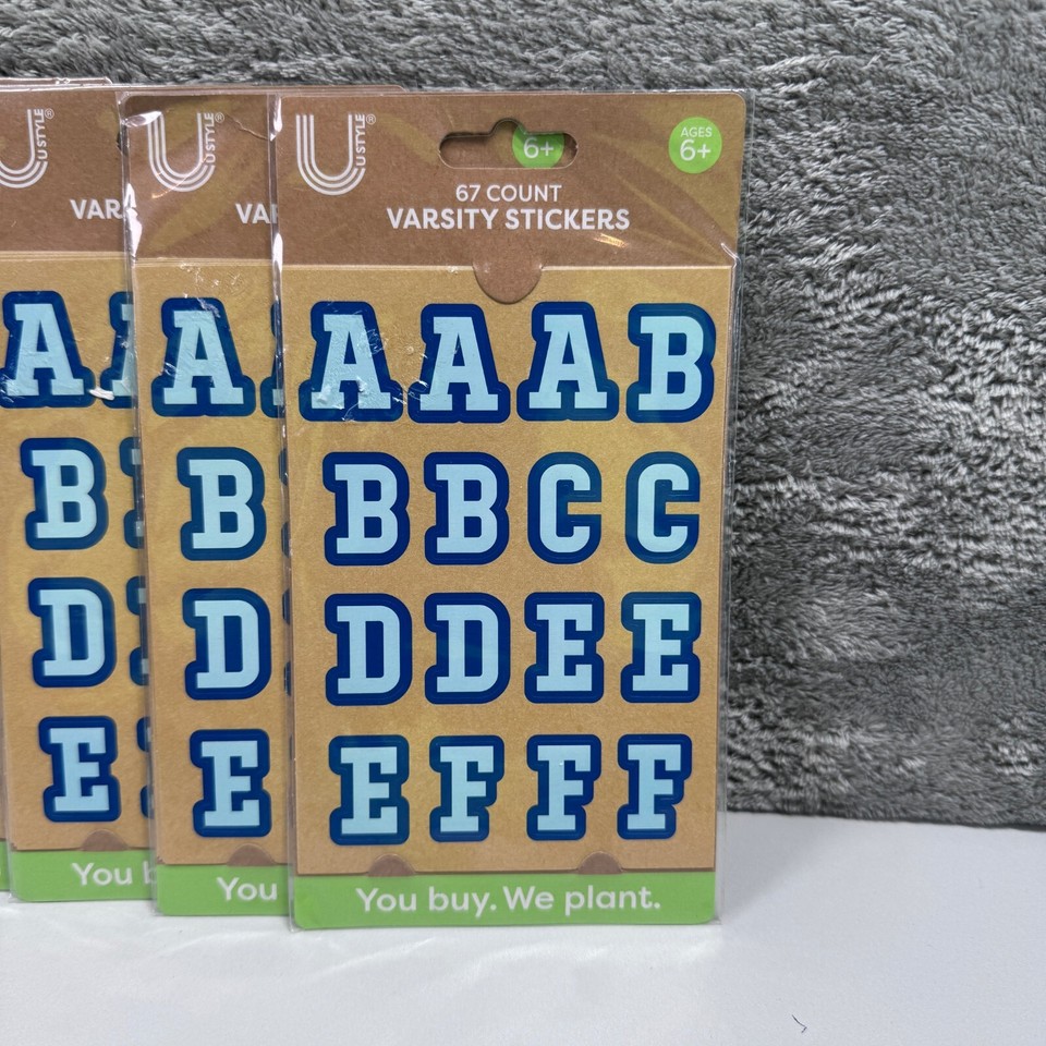 6 Packages of UStyle VARSITY LETTER Scrapbooking Stickers - White w ...