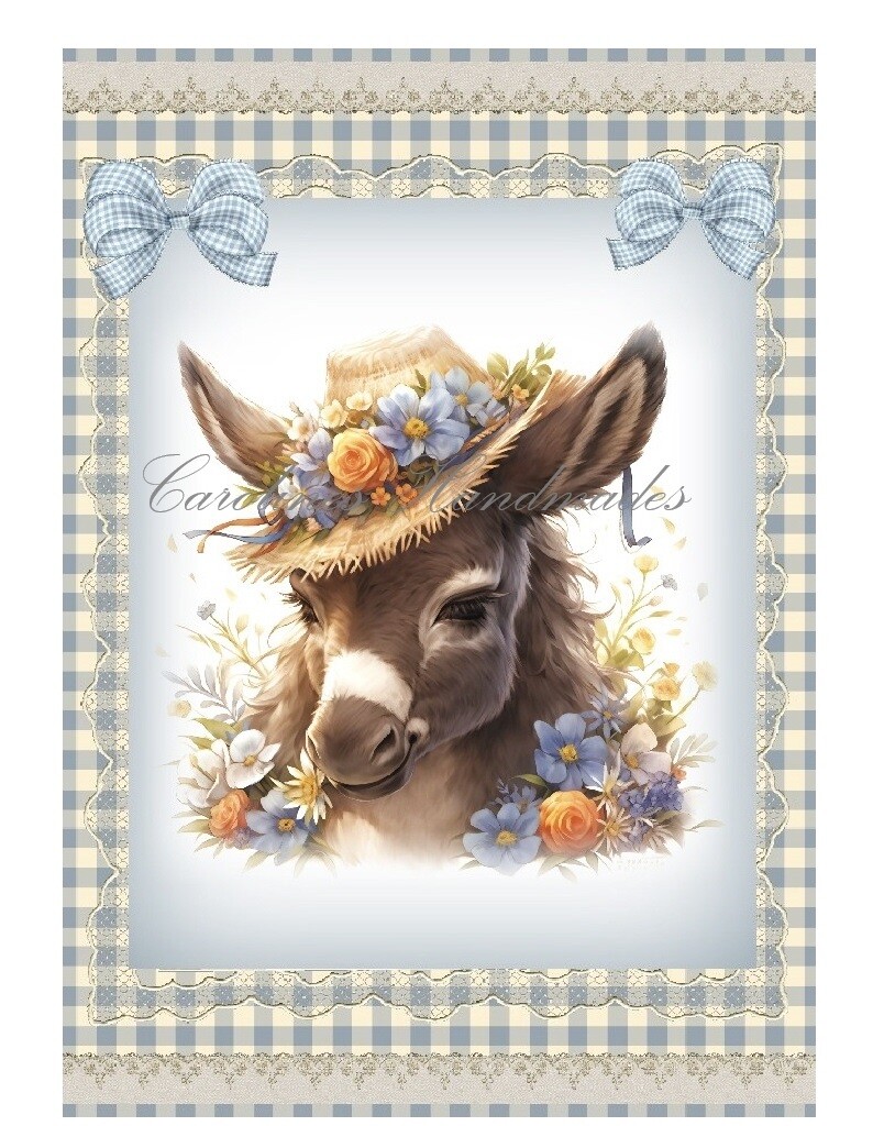 Cute Donkeys In Hats A Designer MULTI-SIZE SET Cotton Fabric Quilt ...