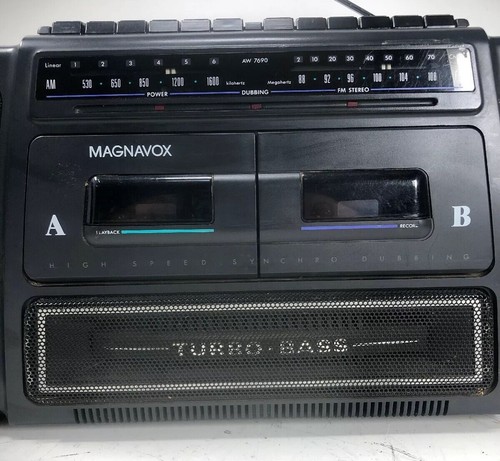 Magnavox AW7690/17 Surround EQUALIZER Turbo Bass Dual Cassette Boombox ...