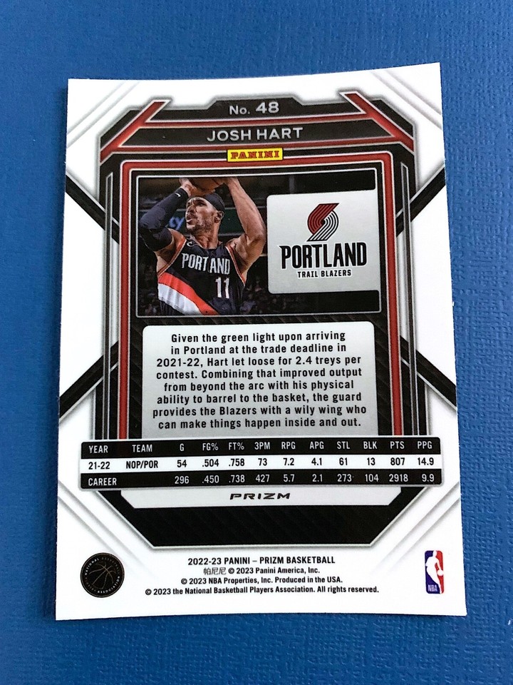 2022-23 Panini - Prizm "Red Cracked Ice" #48 Josh Hart Basketball Card ...