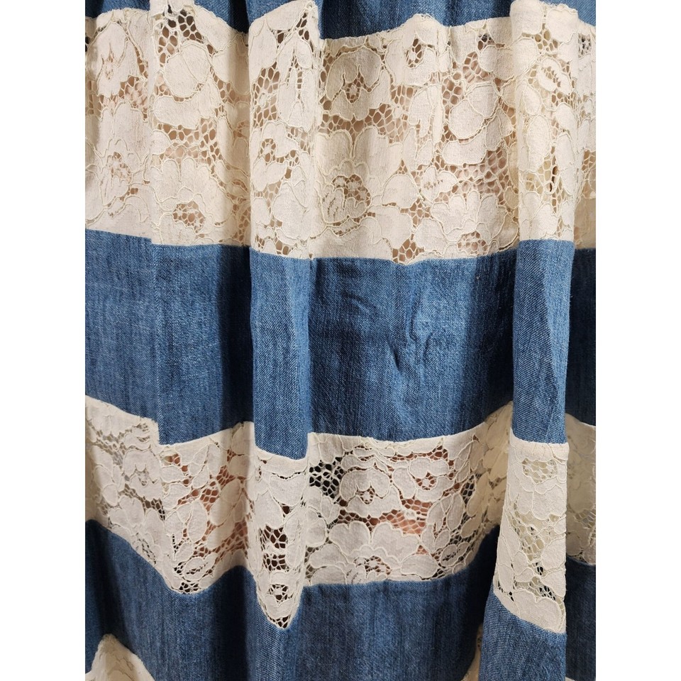 ALICE + OLIVIA NWT Blue Lace Skirt Full Tiered Indigo Cream Sheer ...