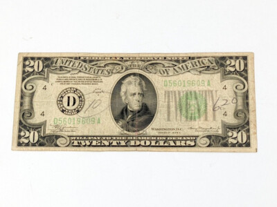 1934 D $20 Twenty Dollar Bill Federal Reserve Note Bank Of Cleveland ...