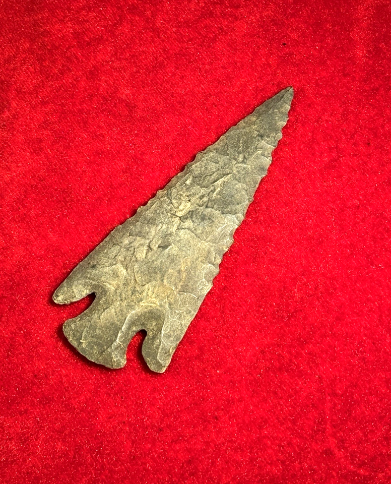 STRIKING, VERY DESIRABLE 4" LOST LAKE CORNER NOTCH PROJECTILE POINT ...