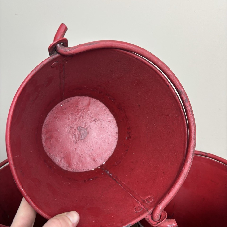 Vintage Metal Fire Bucket - Red Fireside Kindling Bucket - Decorative ...