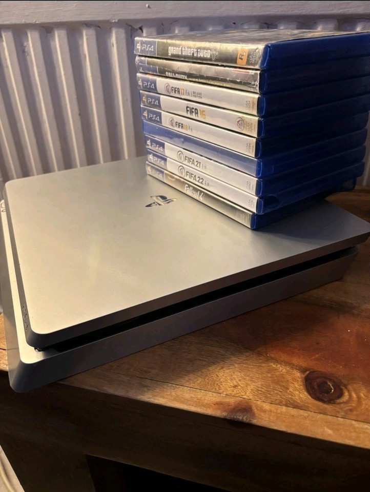 PS4 Slim 500gb - Rare Gray Console Bundle GTA 5 +8 Games Fan is quiet ...