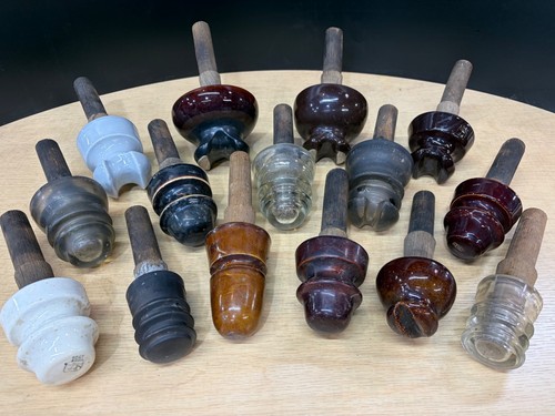 LOT of 15 Vintage Glass and Ceramic Insulators with Mounting Post | eBay